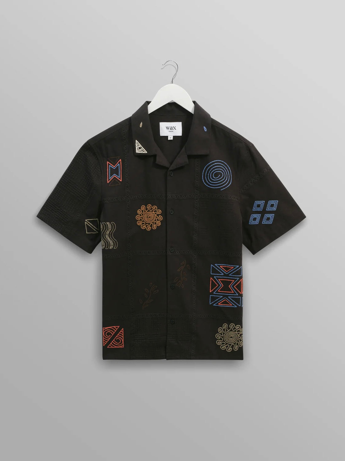 Wax Didcot SS Shirt in Navy Multi Doodle Embroidery – Array Store London