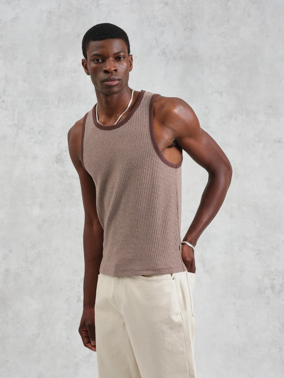 Wax Montague Vest in Brown Mini-Stripe – Array Store London