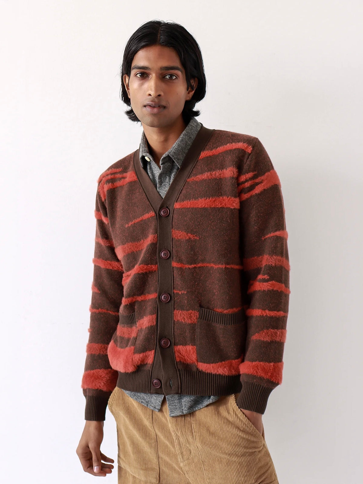 Far Afield Buckley Landscape Cardigan in Brown Slate/Burnt Orange ...