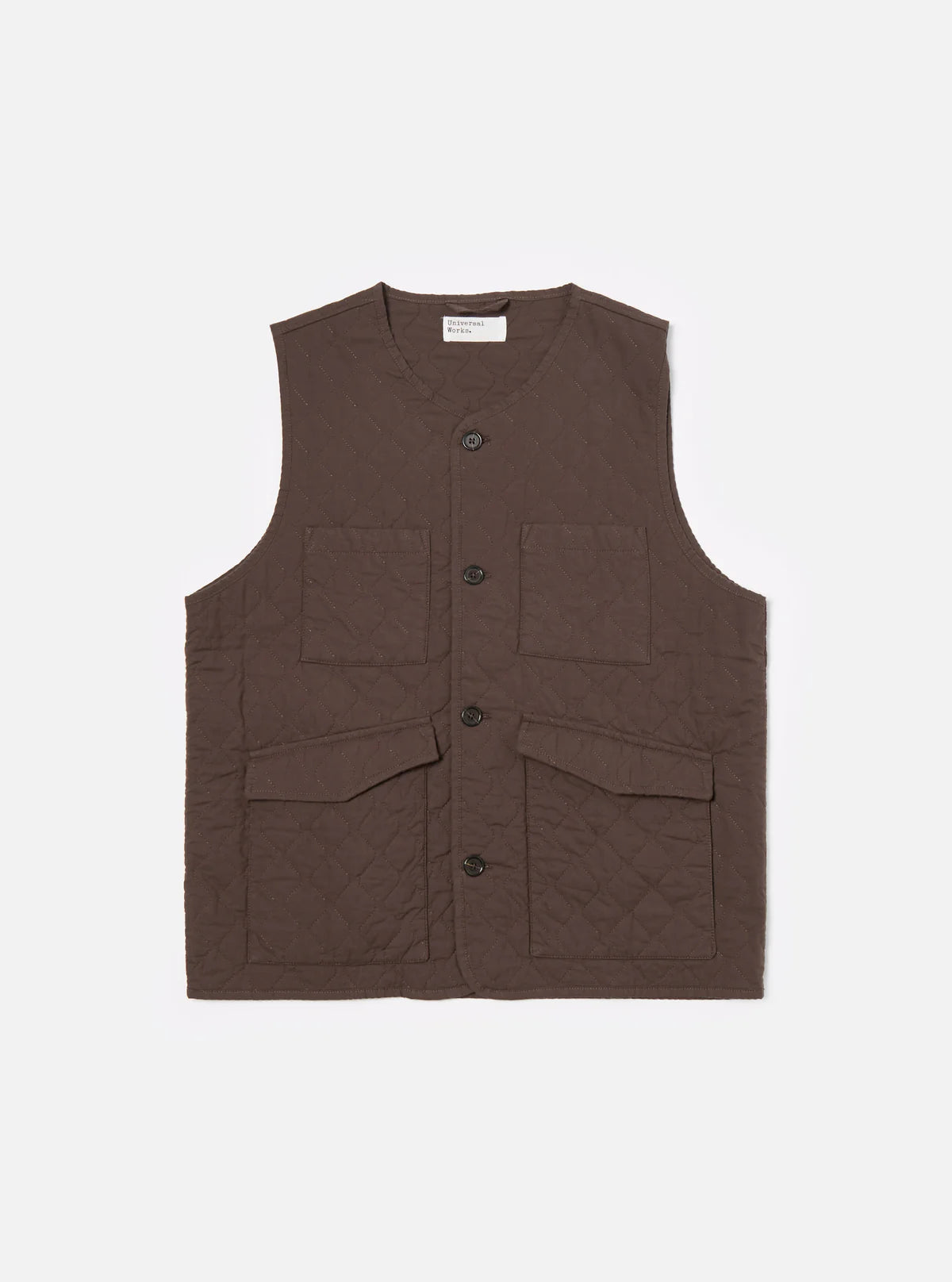 Universal Works Four Pocket Quilted Gilet in Brown – Array Store London